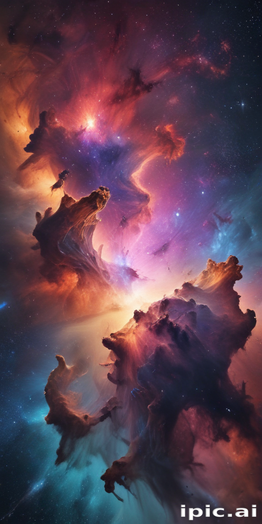 Stunning Cosmic Nebula: A Vibrant Display of Interstellar Colors and ...