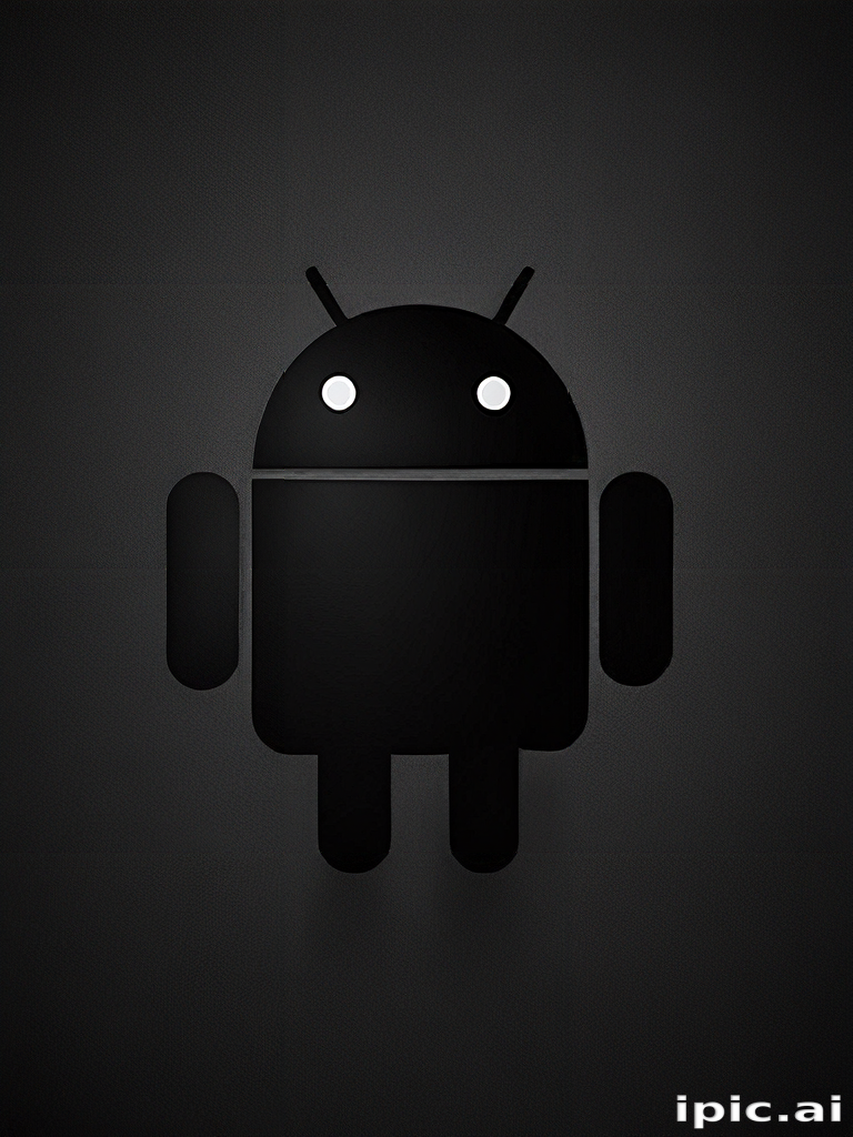 Minimalist Black Android Robot Icon Against a Dark Background Design