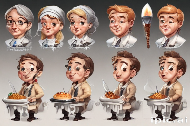 Character Designs Featuring Chefs and Their Culinary Creations in a ...