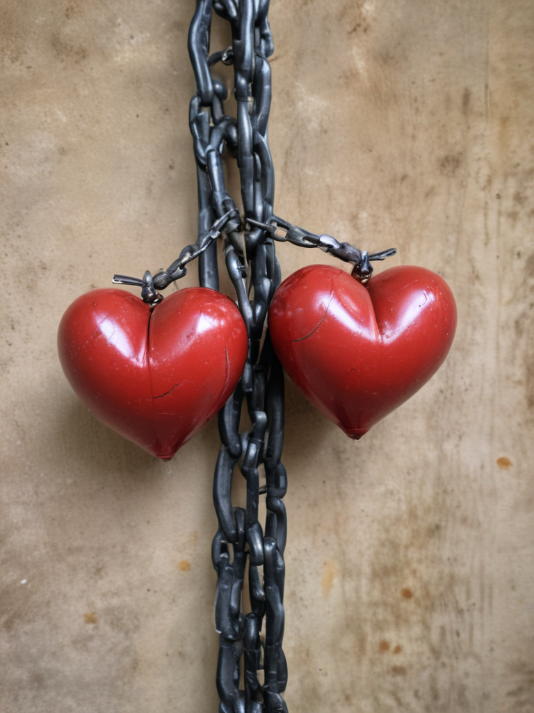 two hearts chained together