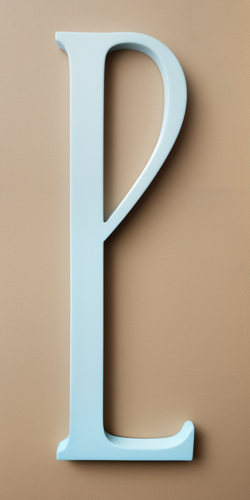 Elegant and Stylish Display of a Soft Blue Letter P on Beige Background