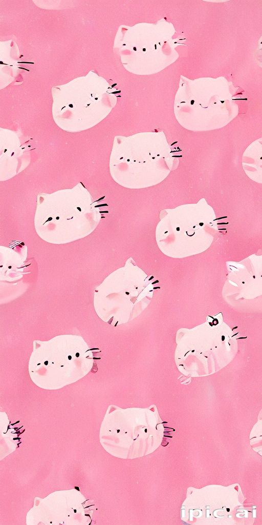 Playful and Cute Pattern of Adorable Pink Cats on a Bright Background