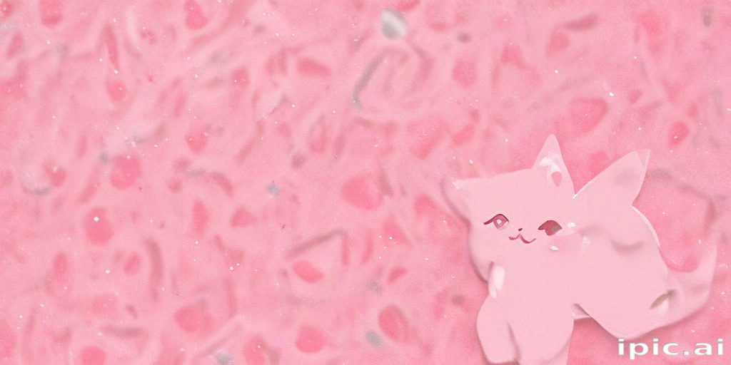 A Cute Pink Cat Character on a Soft, Pink Background with Sparkles.