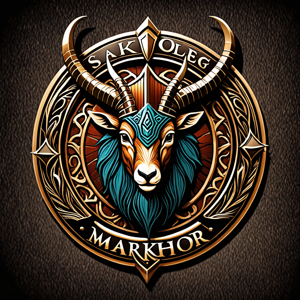 Sword and shield and spear and Legend of Markhor logo