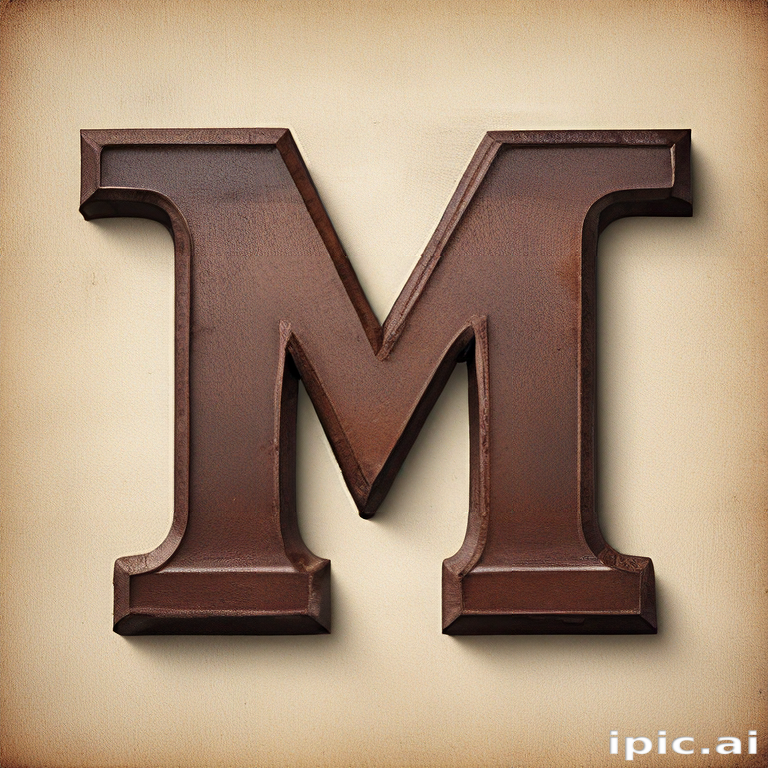 Stylized Brown Letter M on a Textured Beige Background for Design Purposes