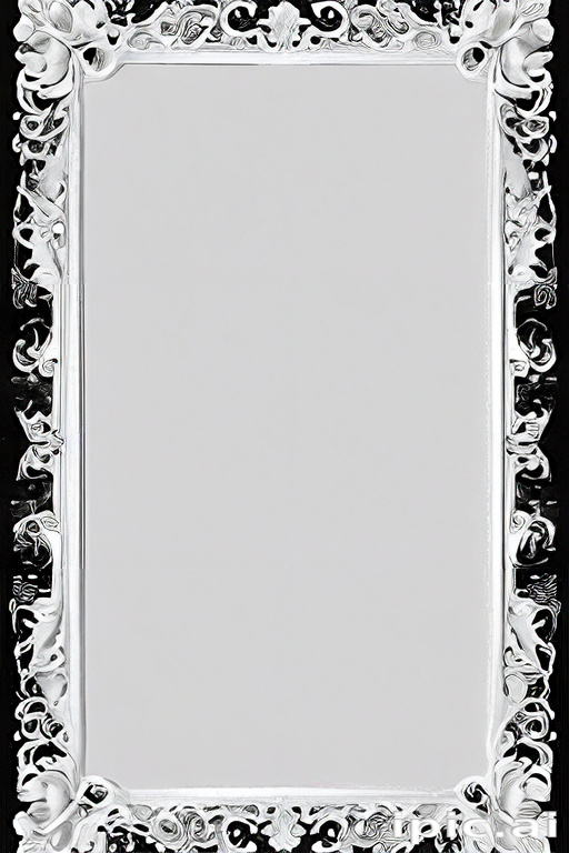 Elegant Silver Frame with Intricate Designs Surrounding a Blank Space