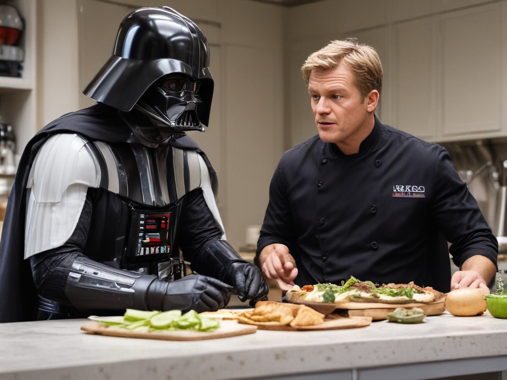 Darth Vader being yelled at by chef Gordon Ramsey