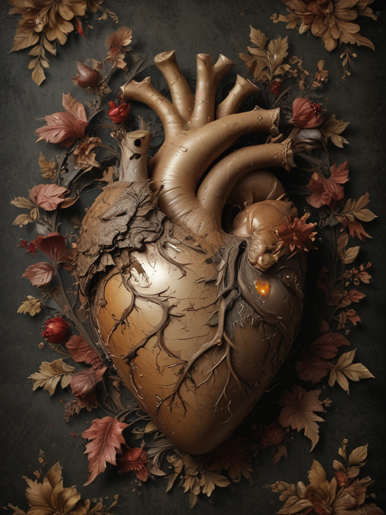 Artistic Representation of a Heart Surrounded by Nature's Intricate Beauty