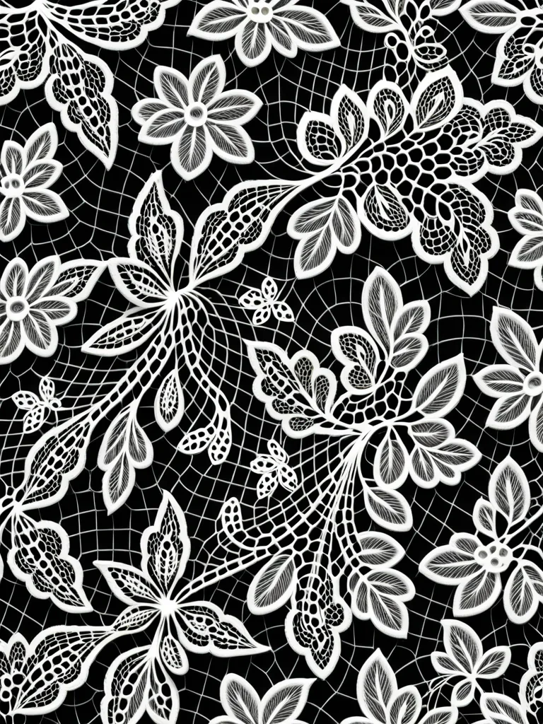 Elegant Black and White Floral Lace Pattern with Intricate Designs and ...