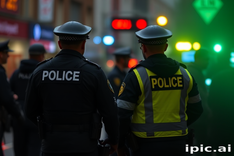 Two Police Officers Walking Together in a Bustling Urban Environment at ...