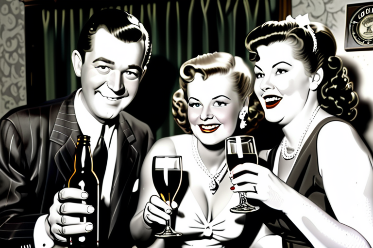 Elegant Woman with Vintage Glamour Smiling Radiantly in Soft Lighting