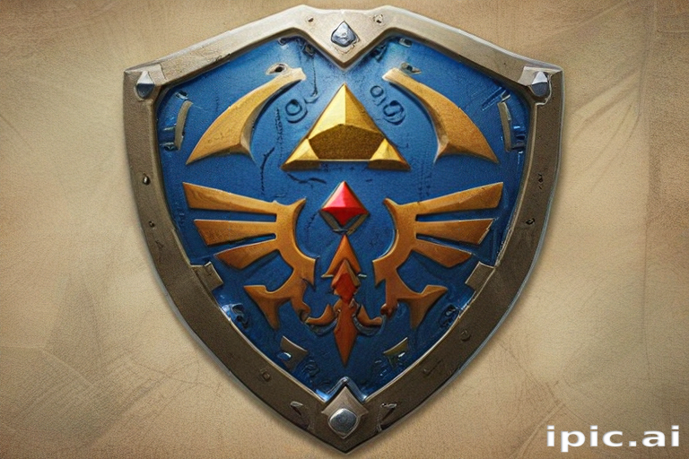 Legendary Shield of Hyrule Featuring the Iconic Triforce Emblem Design