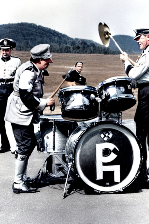 Hitler playing drums in heavy metal band