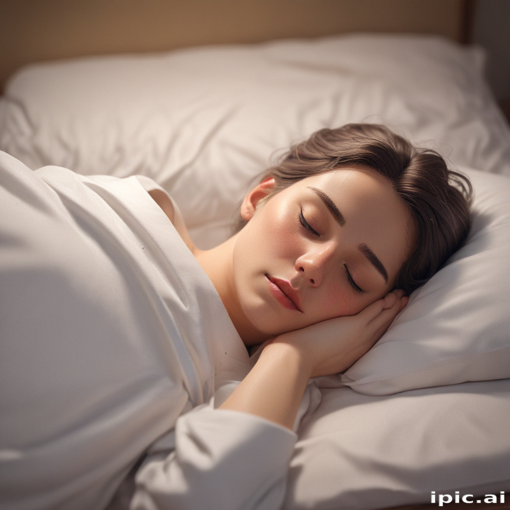 Peaceful Slumber: A Young Woman Enjoying a Restful Sleep on a Cozy Bed