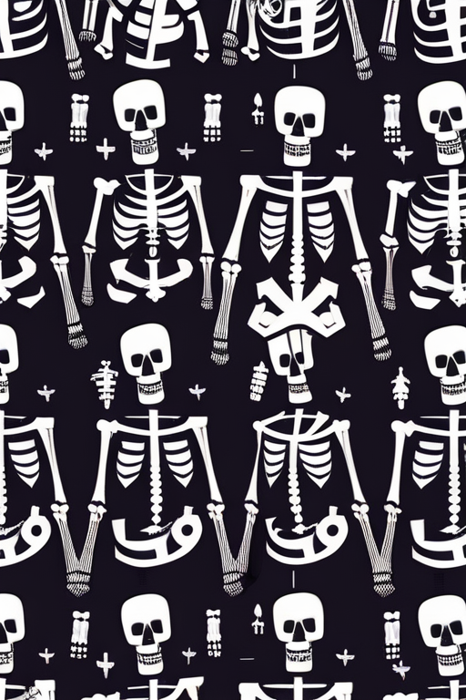 Playful Skeletons in a Whimsical Pattern Perfect for Halloween Decor