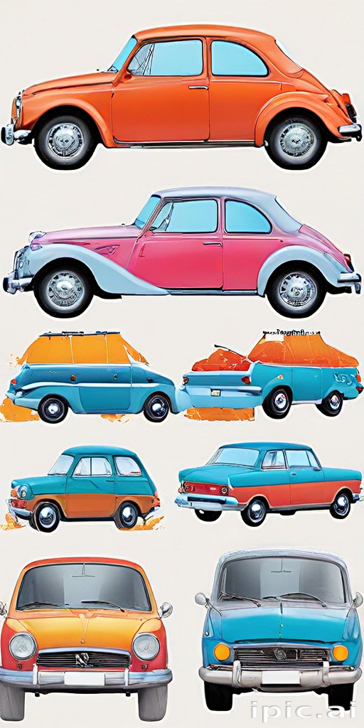 Colorful Vintage Cars Displayed in a Creative and Artistic Arrangement