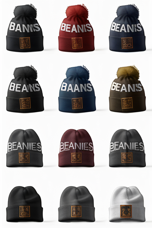 Collection of Stylish Beanies Featuring Unique Designs and Color Variations