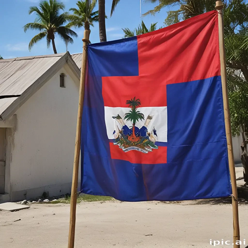 Vibrant Haitian Flag Displayed Against a Tropical Background with Palm ...
