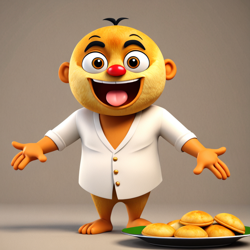 Dahi puri animated character