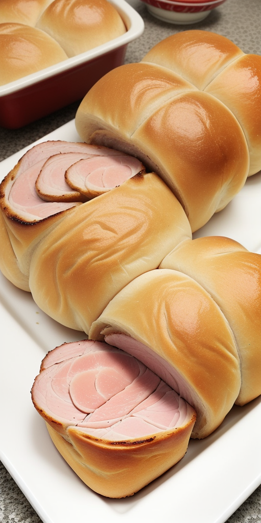 Deliciously Sliced Ham Nestled Between Soft, Freshly Baked Dinner Rolls.