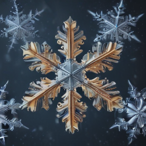 Intricate and Beautiful Close-Up of Unique Snowflakes in Winter Wonderland