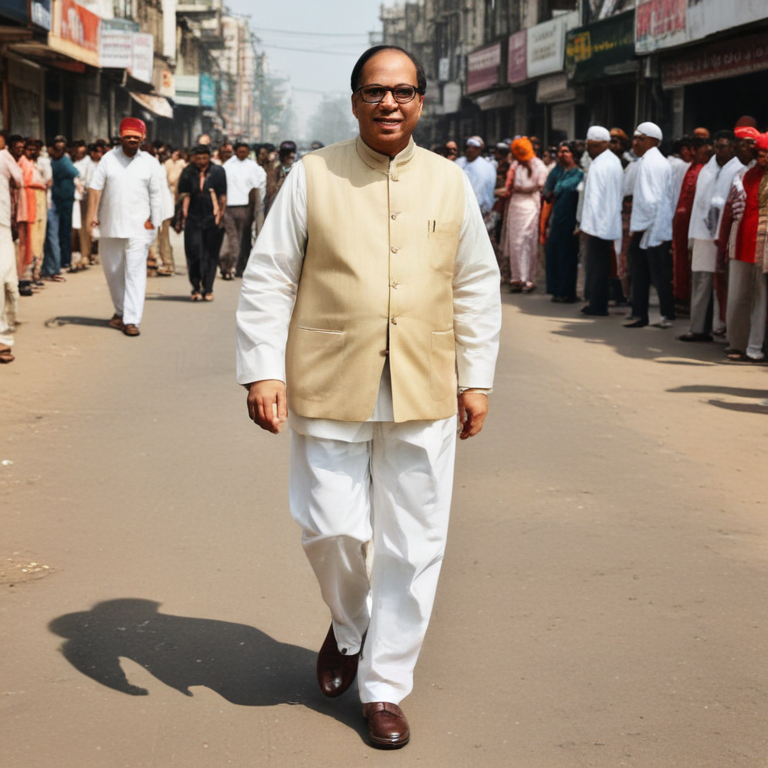dr. babasaheb ambedkar walking on street