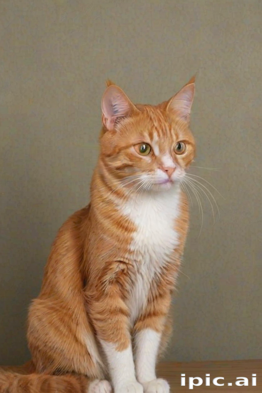 A Majestic Ginger Cat Sitting Gracefully Against a Soft Background.