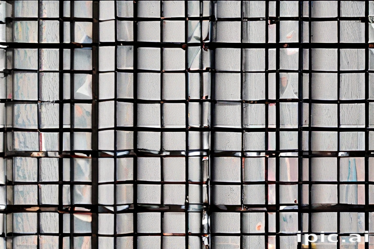 Intricate Patterns of Light and Shadow Through a Gridded Window Screen