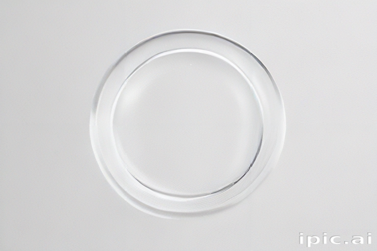 A Clear Glass Oval Shape Reflecting Light on a White Background.