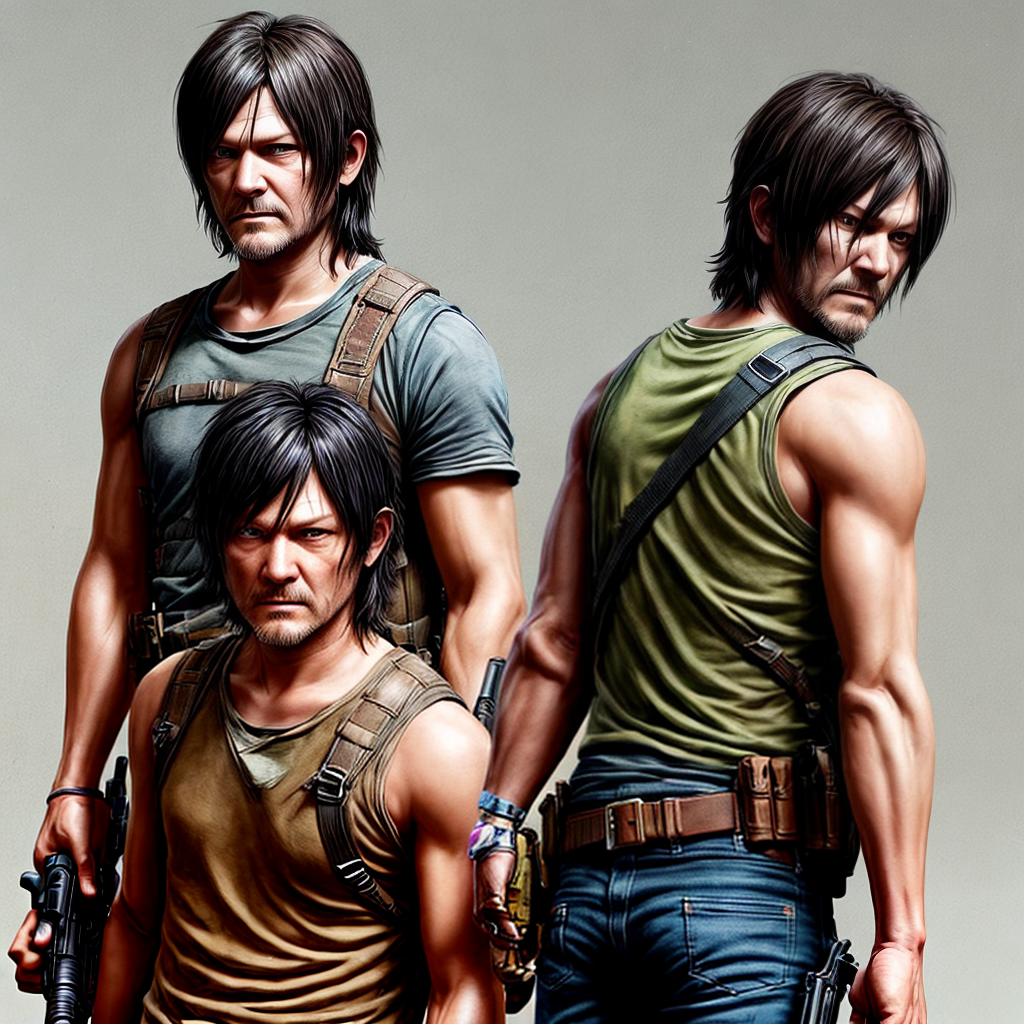 Create an artwork featuring the character Daryl Dixon from The Walking ...
