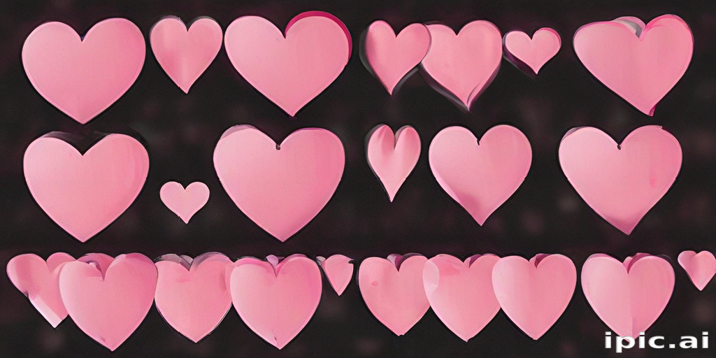 A Vibrant Collection of Various Pink Heart Shapes Against a Dark Background