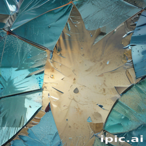 Abstract Reflection of Light Through Fractured Glass with Colorful Shards