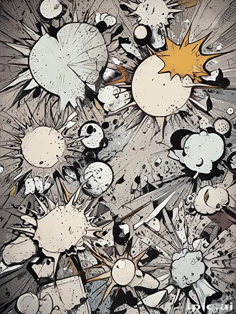 Dynamic Explosion of Colorful Shapes and Patterns in Abstract Comic Style