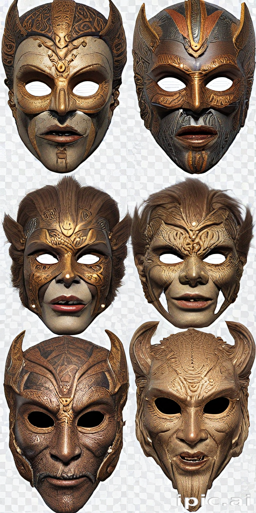 Collection of Intricately Designed Masks Representing Various Mythical ...
