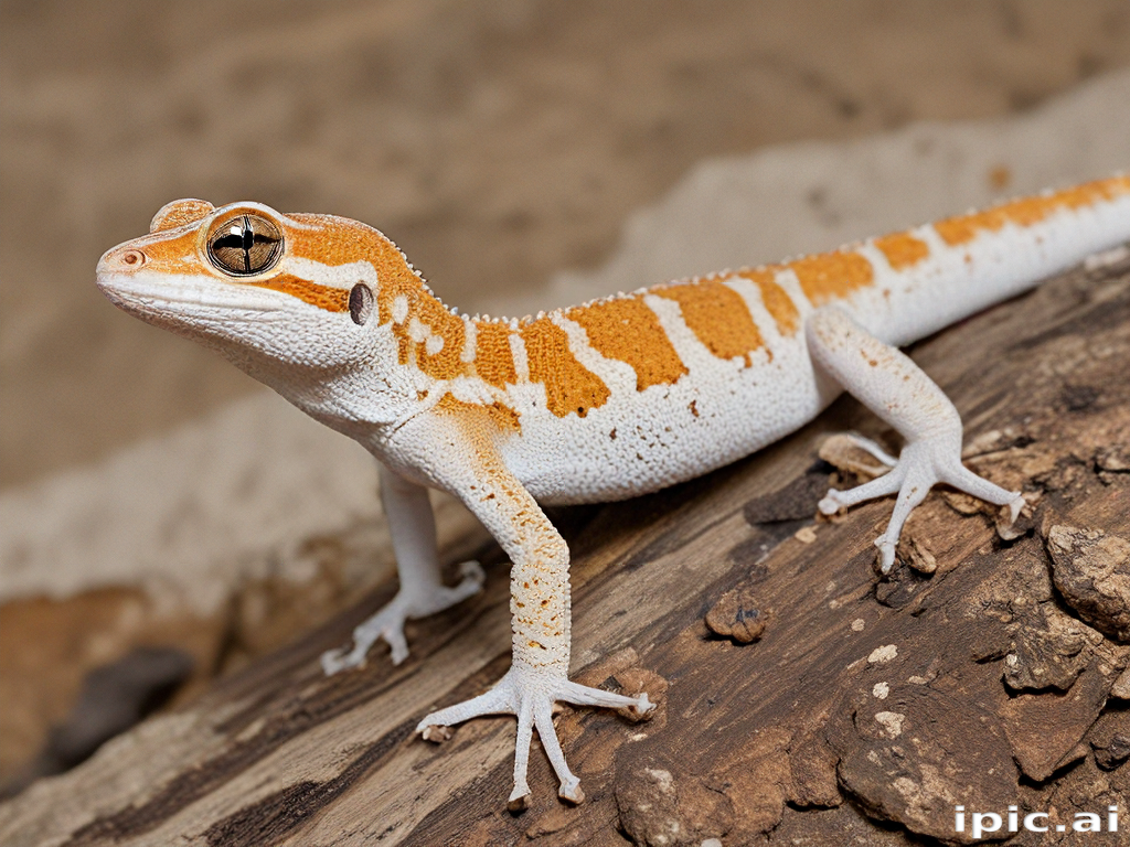 Colorful Leopard Gecko Posing on a Natural Log in Its Habitat