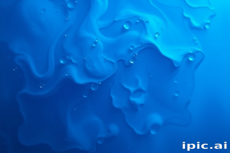 Beautiful Swirling Waves of Vivid Blue Liquid Creating Intriguing Patterns