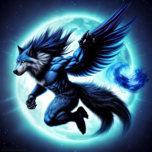 Man with wolf hair and tail that has powerful claws blue color wolf ...