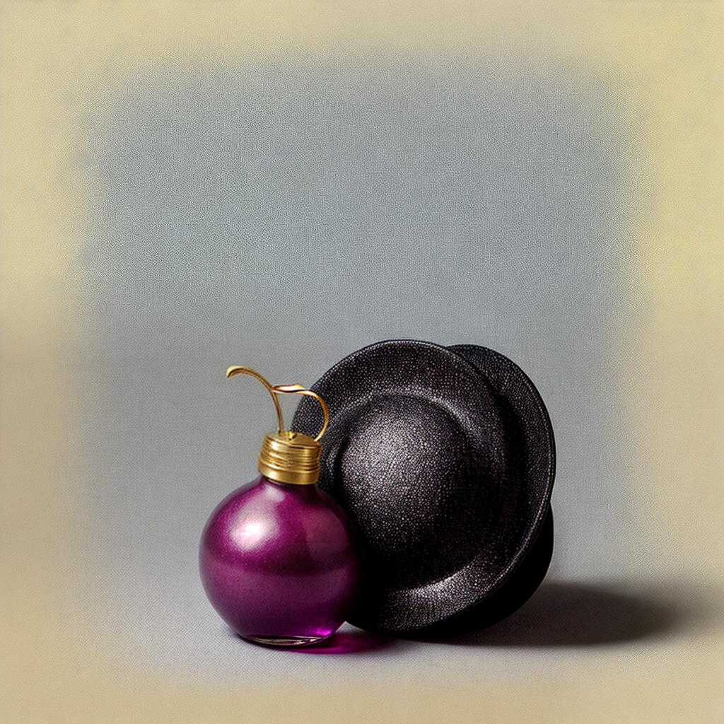 A single plum, floating in perfume, served in a mans hat.