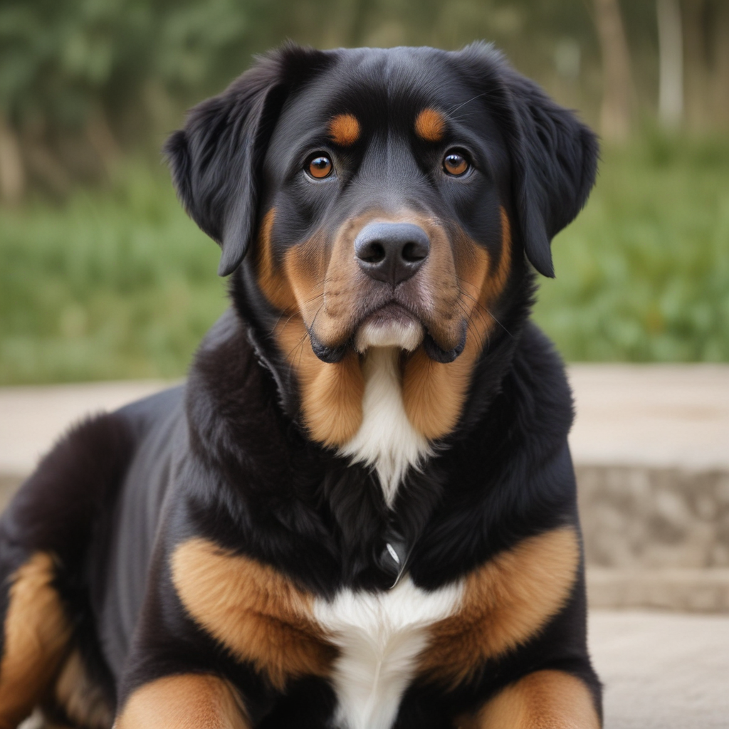 A Loyal and Playful Rottweiler-Like Dog Enjoying a Sunny Day Outdoors