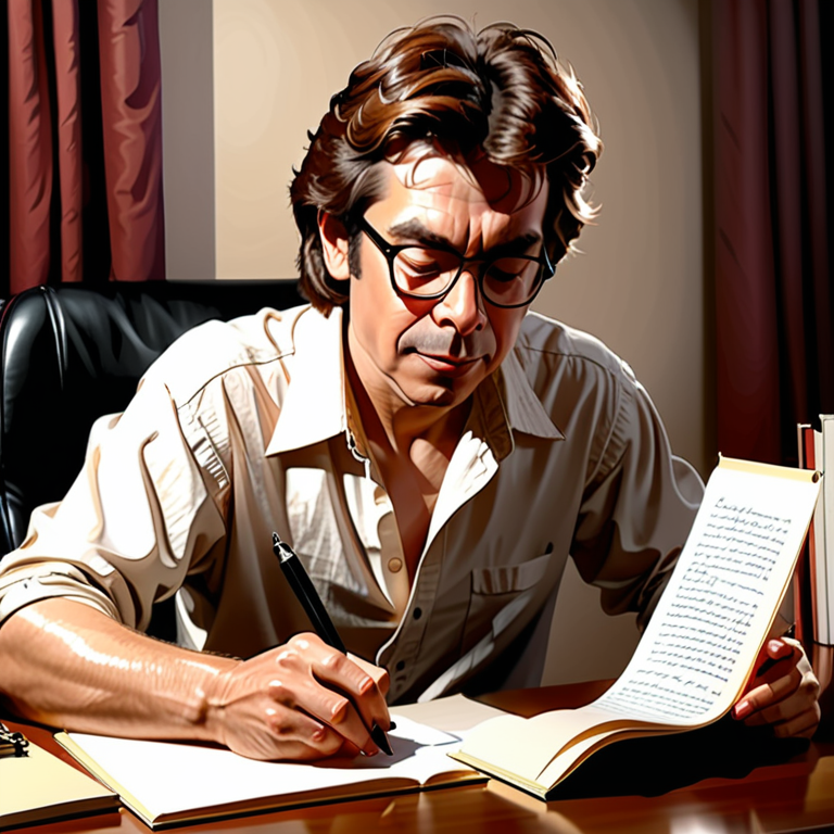 A Thoughtful Writer Dedicating Time to Crafting His Next Masterpiece.