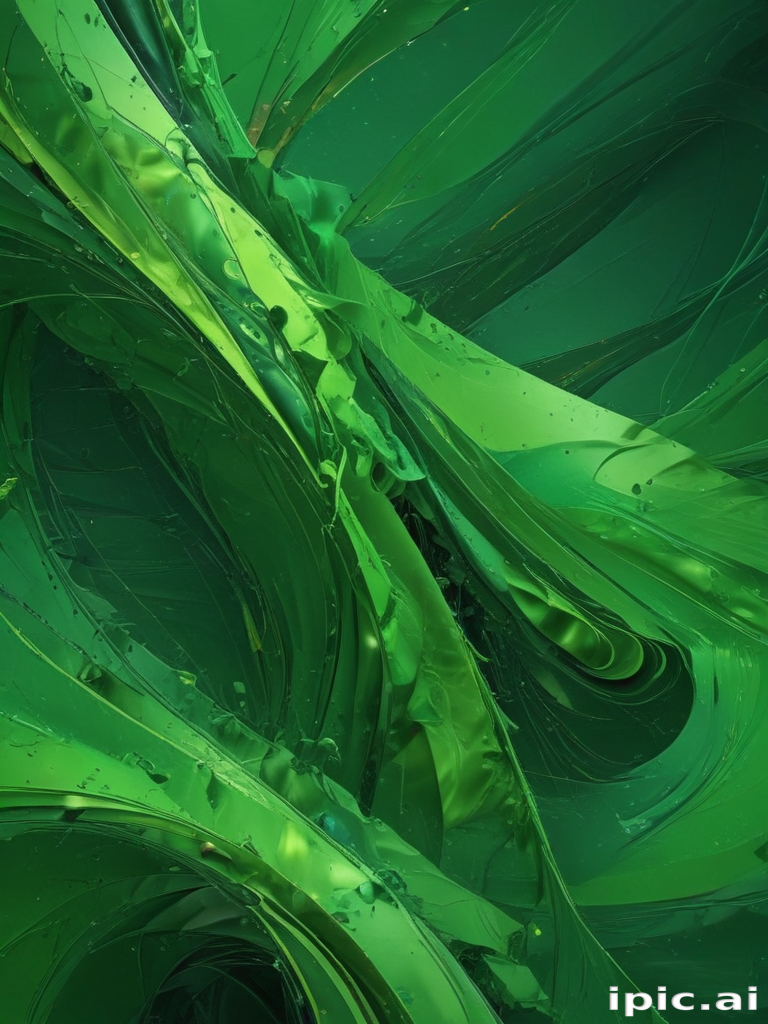 Vibrant Swirls of Green: A Dynamic Abstract Texture in Vivid Layers