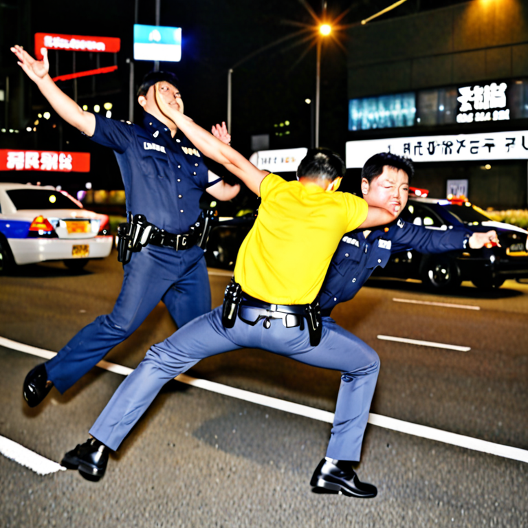 South Korean Police chase drunk man!