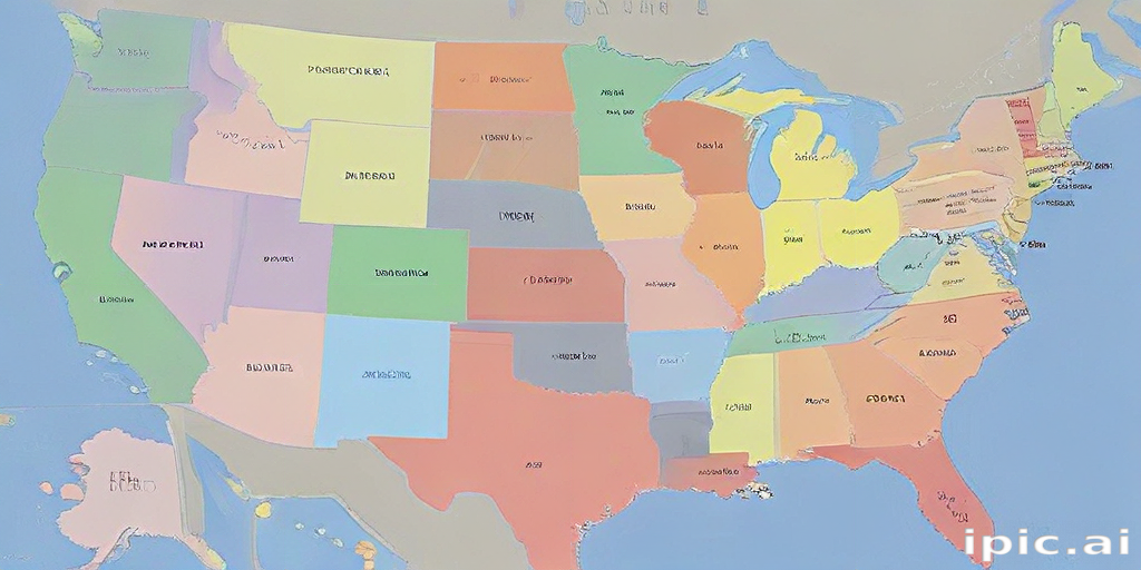 Colorful Map of the United States with State Names and Borders Clearly ...