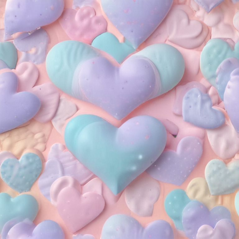 A Colorful Collection of Soft Pastel Hearts in Various Sizes and Shapes.