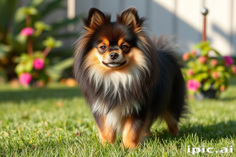 A Playful Pomeranian Enjoying a Sunny Day in the Garden