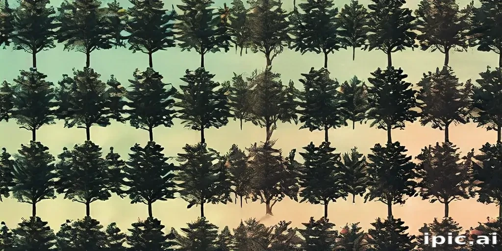 Layered Patterns of Trees Creating a Tranquil Nature Scene in Color