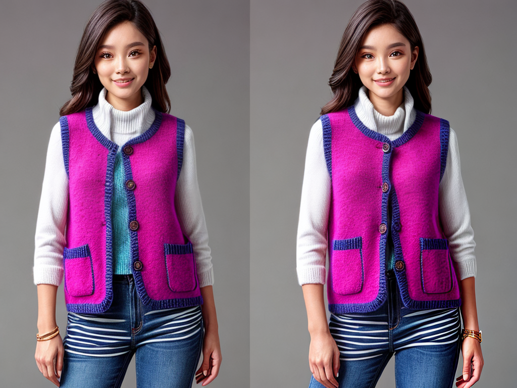 multi-colored warm knitted women's vest