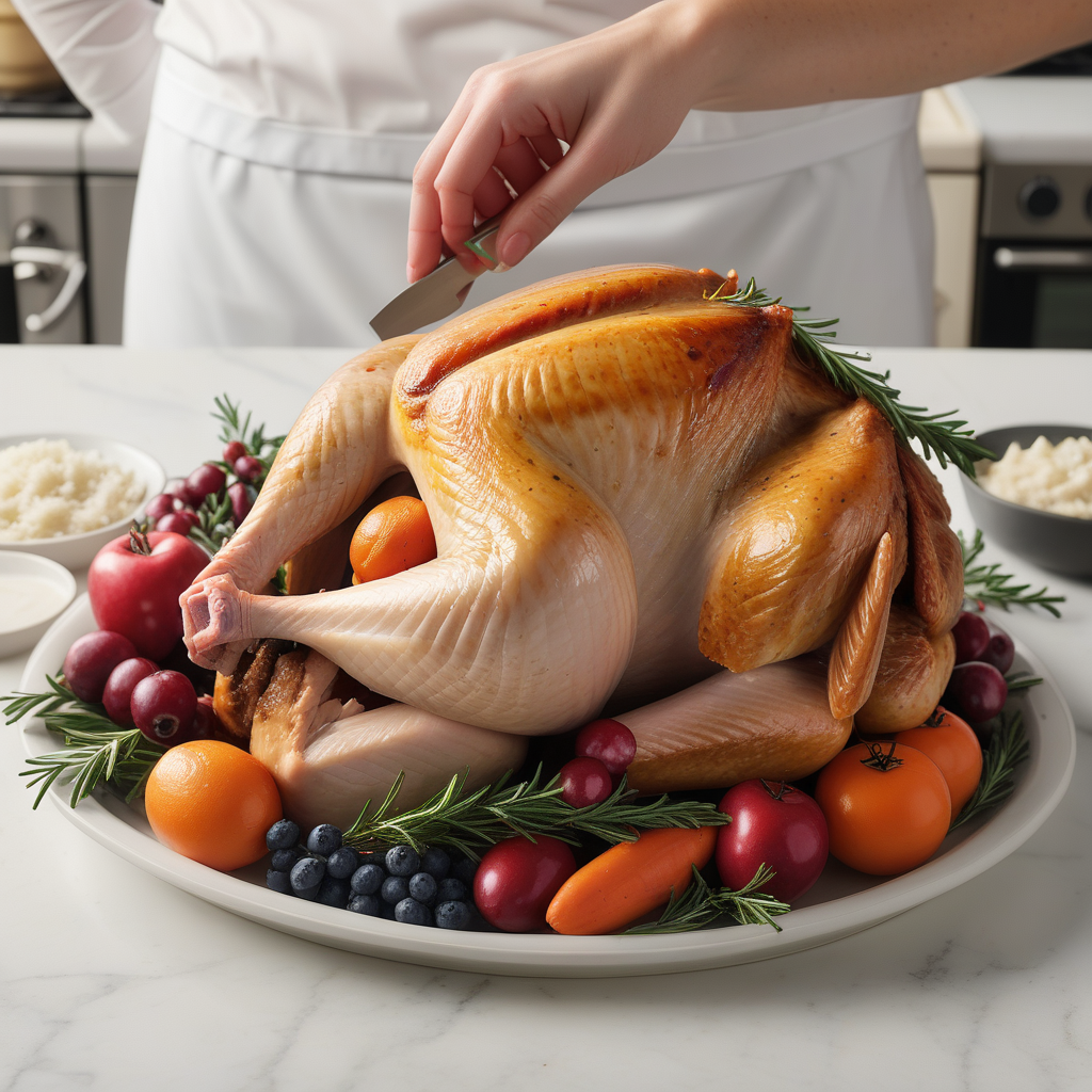 Beautifully Roasted Thanksgiving Turkey Surrounded by Fresh Seasonal ...