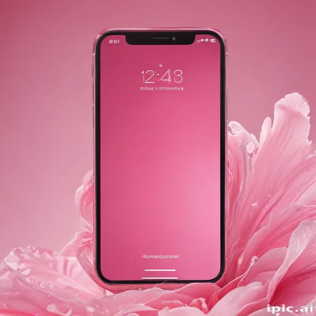 Stylish Smartphone Displaying Time on a Vibrant Pink Background