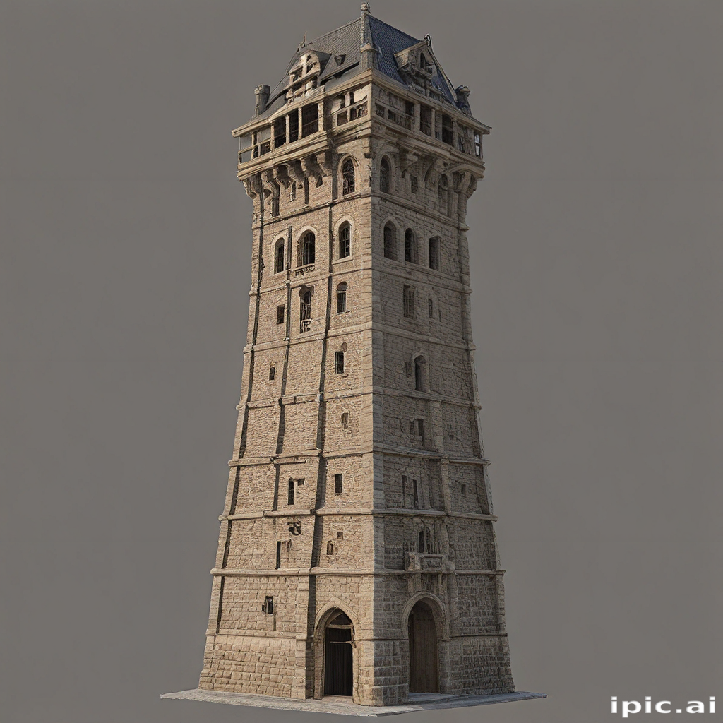 Intricate Stone Tower with Detailed Architecture and Historical Design ...